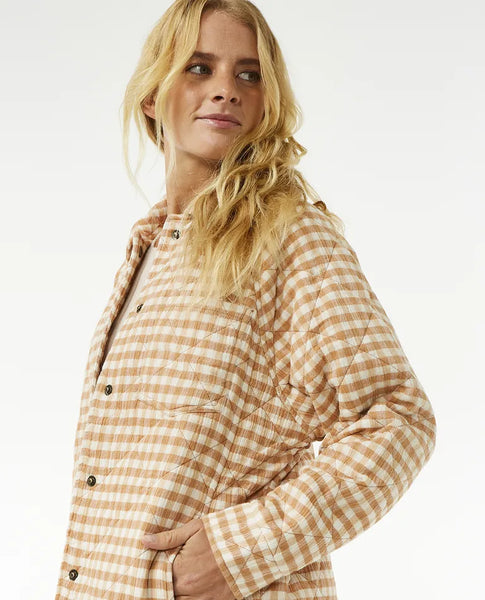 Premium Quilted Check Jacket - Light Brown – The Bounty Shop